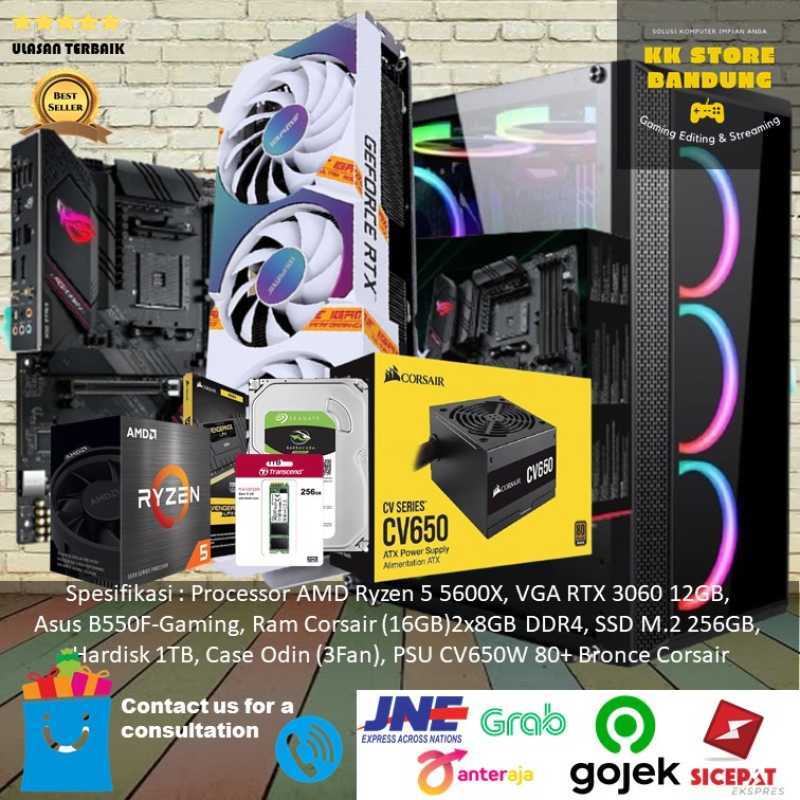 Jual PC RAKITAN AMD RYZEN 5 5600X |RTX 3060 12GB|RAM16GB PC GAMING |EDITING di Seller kk ...