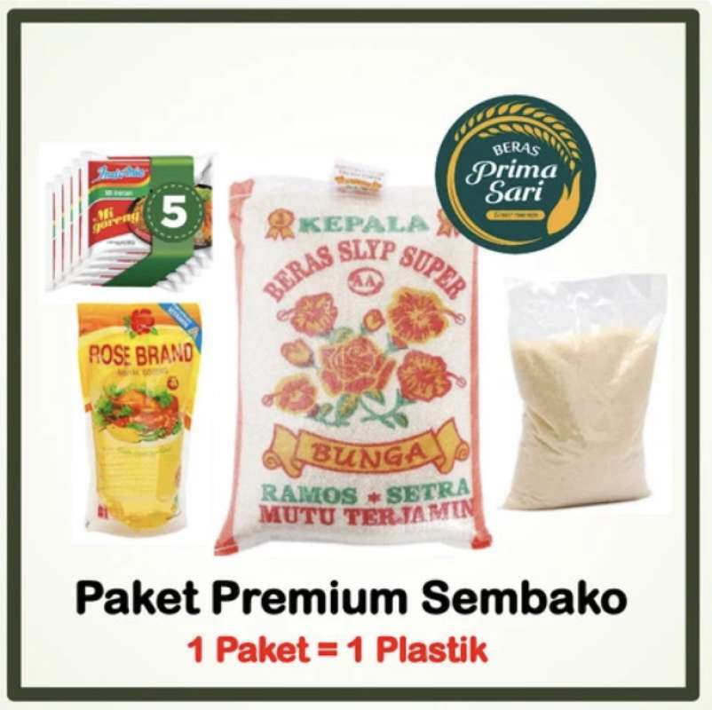 Jual PAKET SEMBAKO PREMIUM KOMPLIT (Beras, Minyak Goreng, Indomie, Gula ...