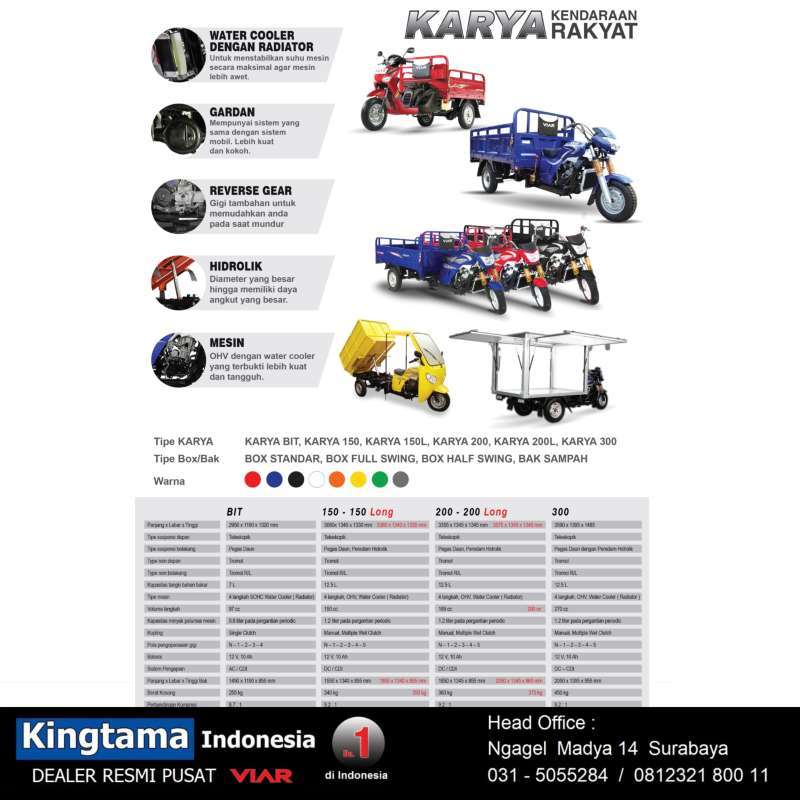 Jual Motor Roda Tiga Viar New Karya 200 Long - Promo- Original Di ...