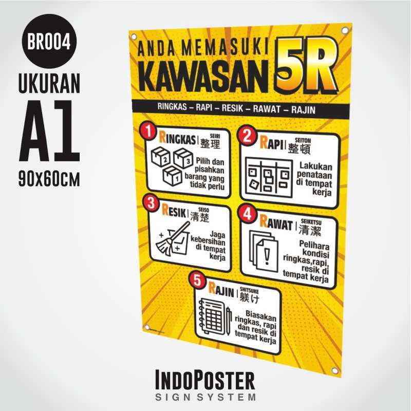 Jual Spanduk Banner A1 90x60cm Safety K3 Anda Memasuki Kawasan Kaizen ...