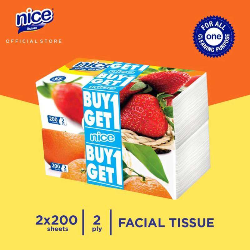 Jual Nice Tissue Wajah Soft Pack 200 Sheets (buy 1 Get 1 Free) Di ...