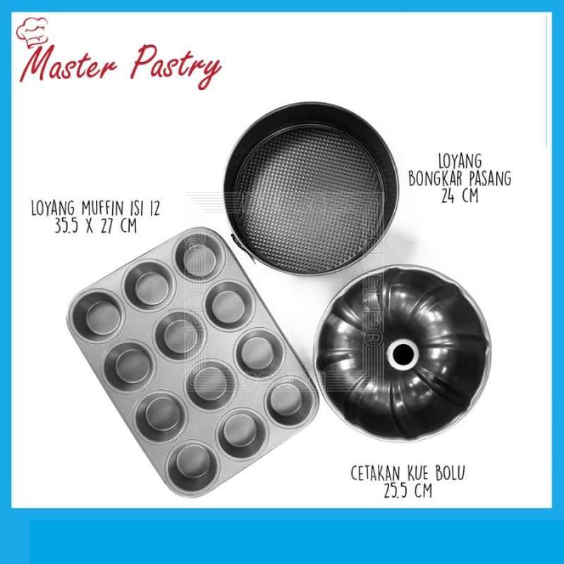 Promo VALUE SET 3 PCS Bundt Cake Form / Muffin Pan 12 Cup / Spring Form ...