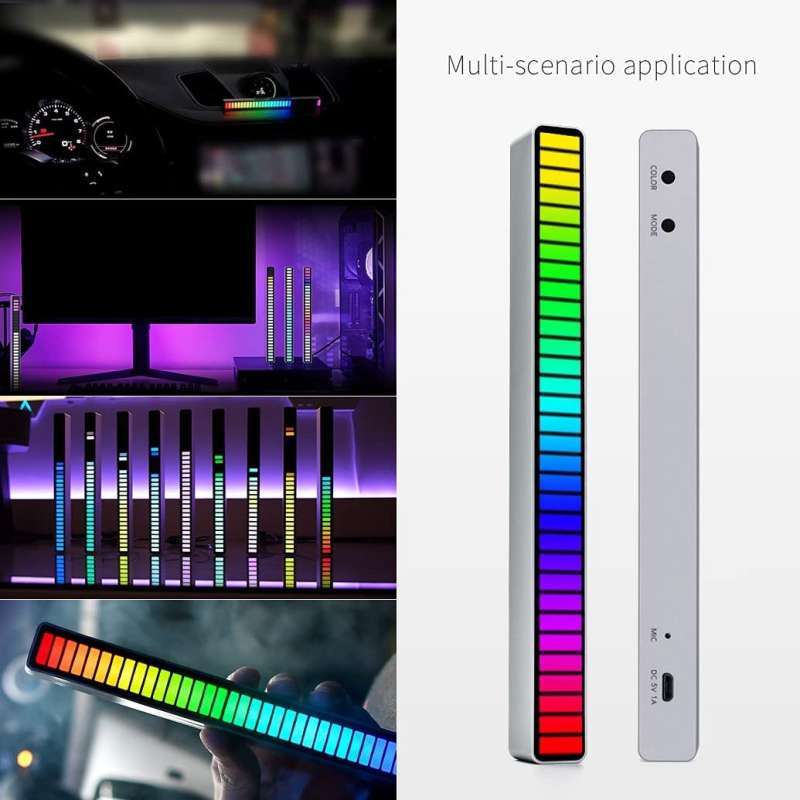 Jual Voice Sound Control Audio Spectrum Indicator Bar 32 LED RGB di ...