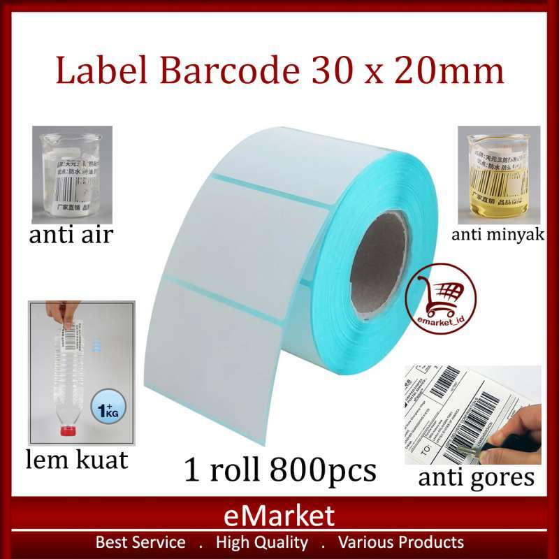 Jual Kertas Thermal Label Barcode 30 x 20 mm - Sticker Termal Printer ...