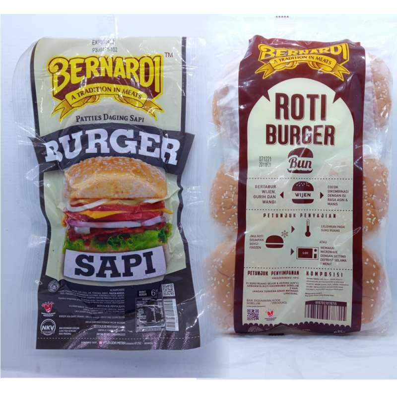 Jual Paket Burger Bernardi 6 pcs (Daging Burger dan Roti Burger @ 6 pcs ...