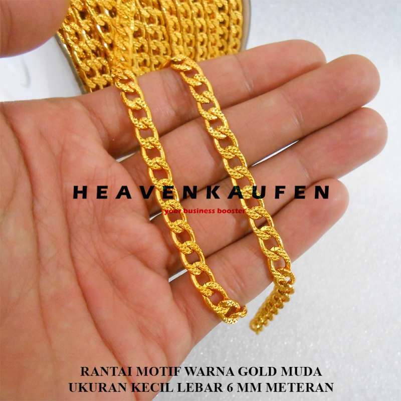 Jual Rantai Model Motif Ukuran Kecil Lebar 6 mm Warna Gold / Emas Harga ...