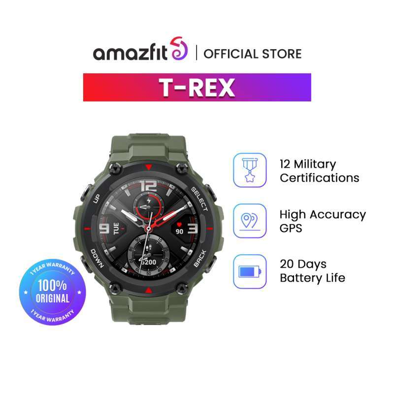 Jual Amazfit T-Rex Sport GPS Smartwatch 12 Certified Military 20 Days ...