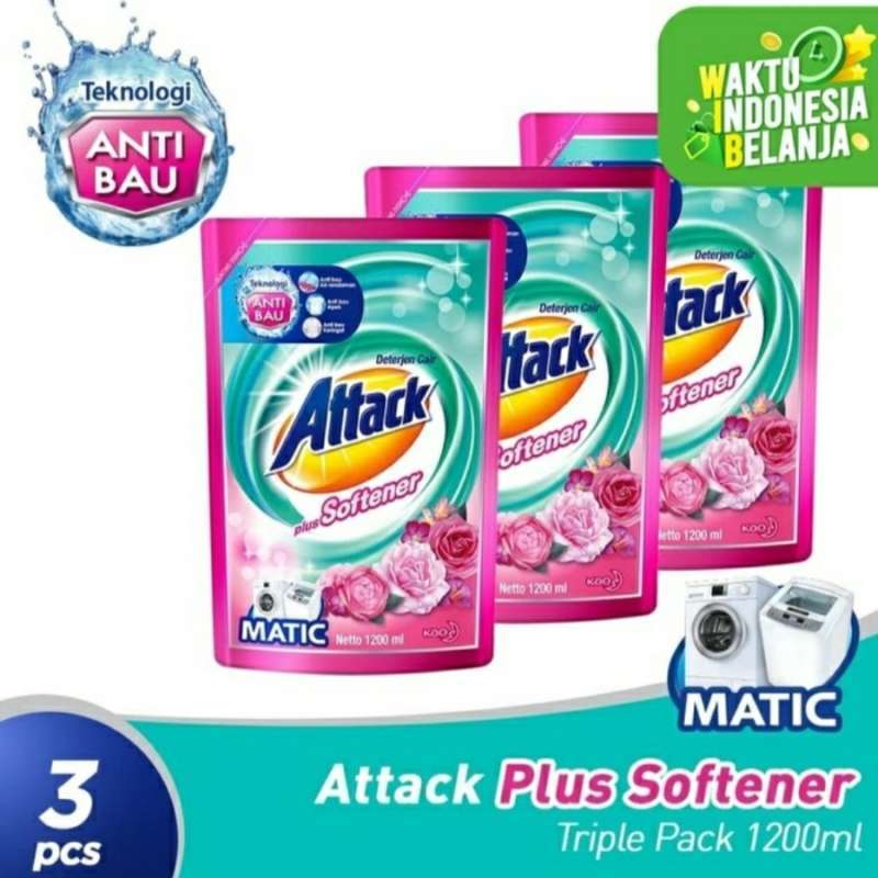 Jual Attack Deterjen Softener Liquid Paket 3 Pcs 1200 Ml - 3 Pcs Attack Plus Softener di Seller ...