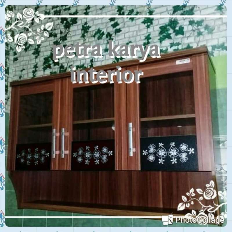 Jual Lemari Dapur Kitchen Set Atas Gantung 3 Pintu Kaca coklat tebal ...
