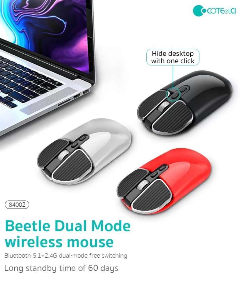 Jual Mouse wireless beetle dual mode mouse ORIGINAL COTEetCI - SILVER ...