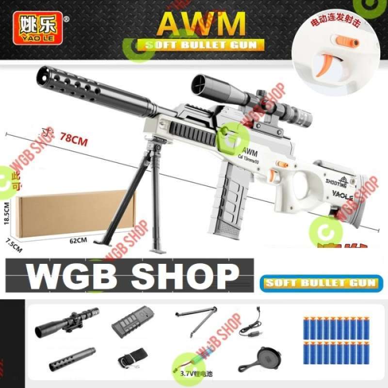 Promo Mainan Tembakkan SNIPER AWM Model Nerf Gun peluru NERF - Putih ...