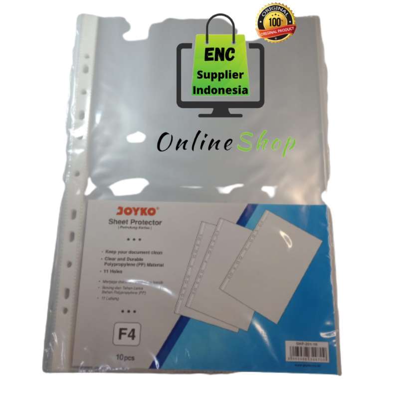 Jual Joyko 10 Buah Sheet Protector Pelindung Kertas Joyko Shp-201-10 F4 ...