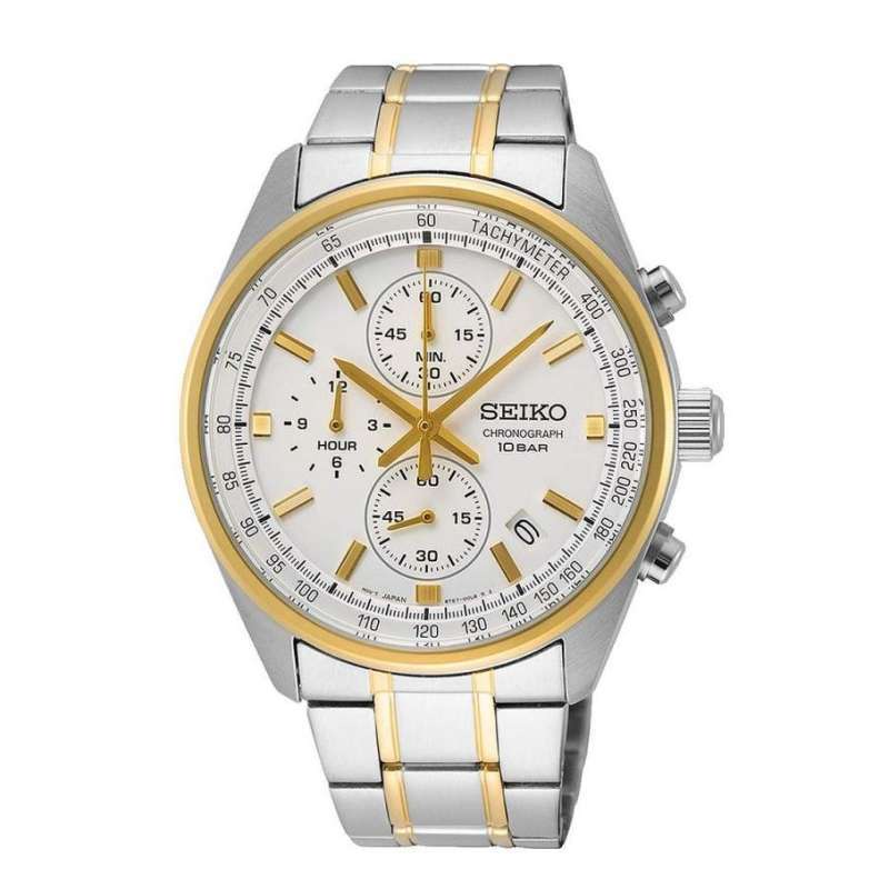 Promo Jam Tangan Pria Seiko SSB380P1 Chronograph Silver Dial Dual Tone Stainless Steel Diskon 35 ...