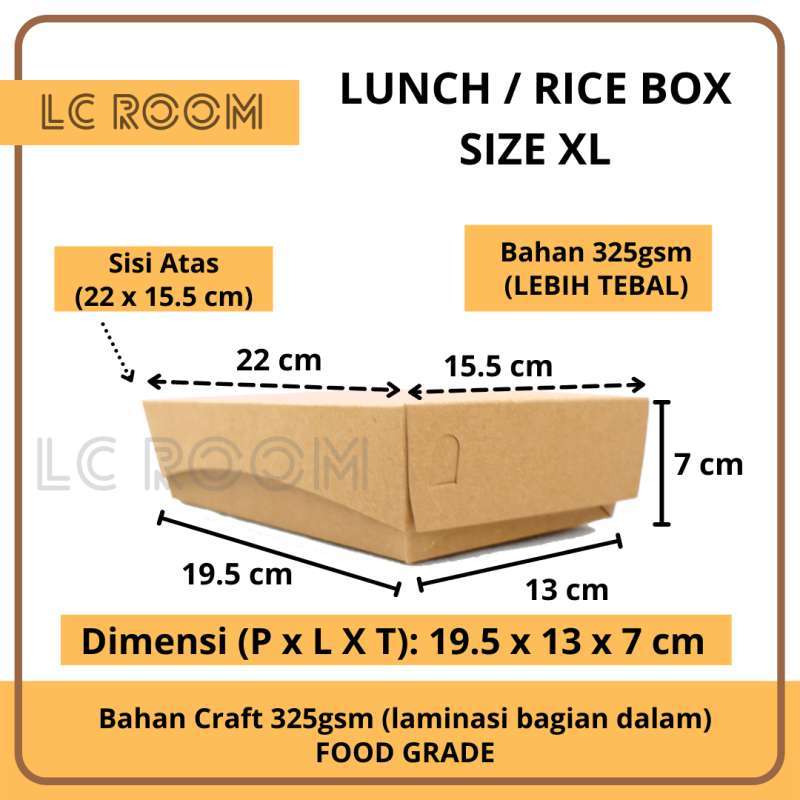 Jual Paper Lunch Box Kotak Coklat Kemasan Dus Nasi Ayam Geprek Box Mie ...