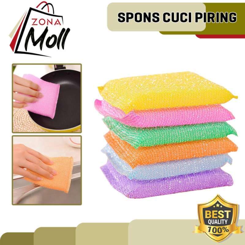 Jual ISI 4 SPON SPONS CUCI PIRING JARING SPONGE SABUT ALAT DISHWASHING ...