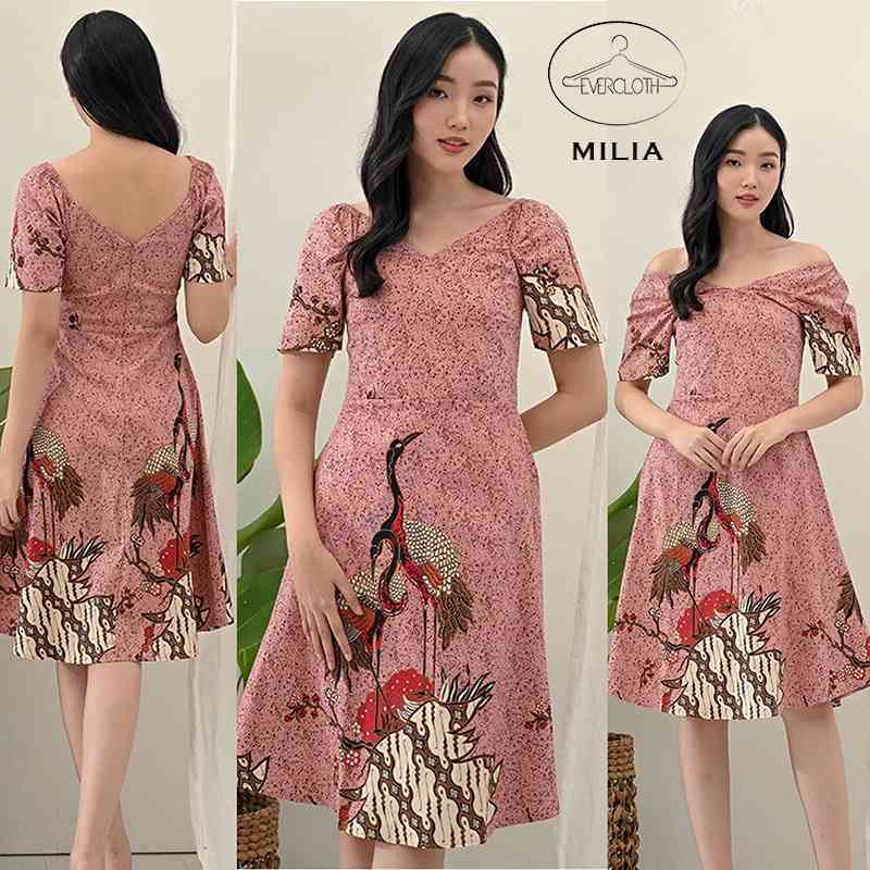 Promo Evercloth Milia Dress Batik Wanita Sabrina Dress Wanita Batik ...