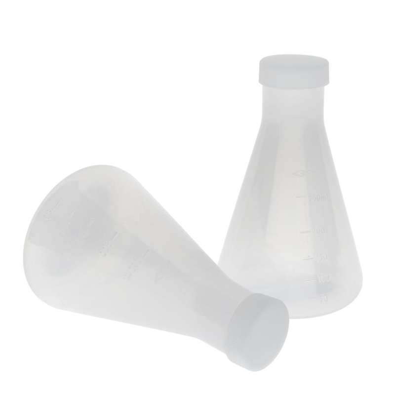 Jual 2x Plastic Conical Flask Erlenmeyer, Screw , Autoclavable ...