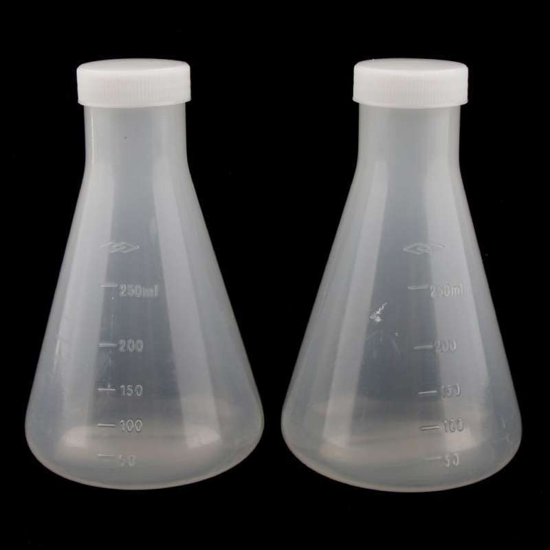 Jual 2x Plastic Conical Flask Erlenmeyer, Screw , Autoclavable ...