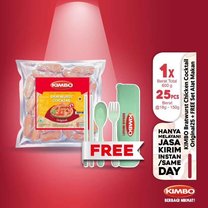 Jual KIMBO Bratwurst Chicken Cocktail Original25 + FREE Set Alat Makan ...
