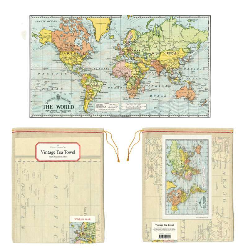 Jual Cavallini World Map Tea Towel di Seller DH_Grub - Wanajaya, Kab ...