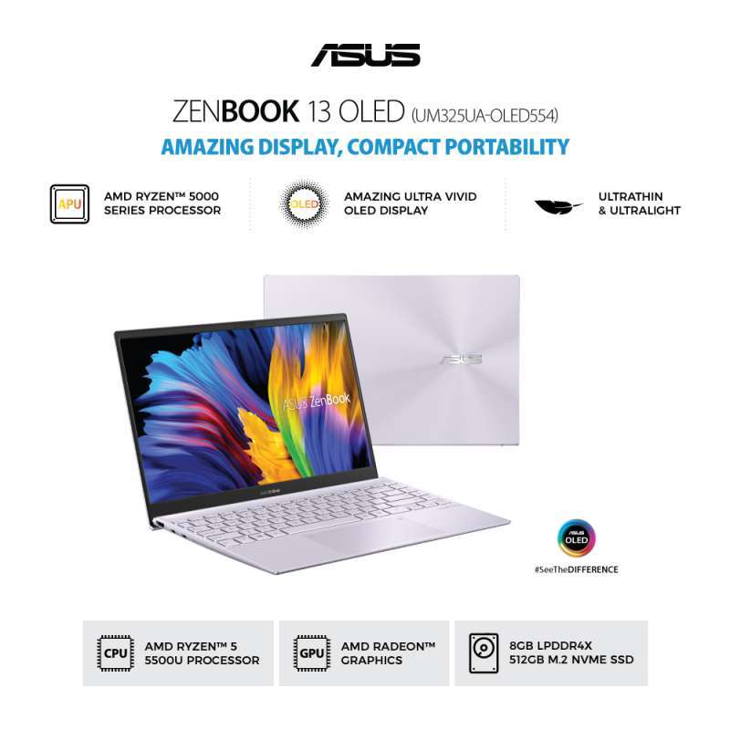 Jual ASUS ZenBook 13 UM325UA-OLED554 - Lilac Mist [AMD Ryzen™ 5 5500U ...