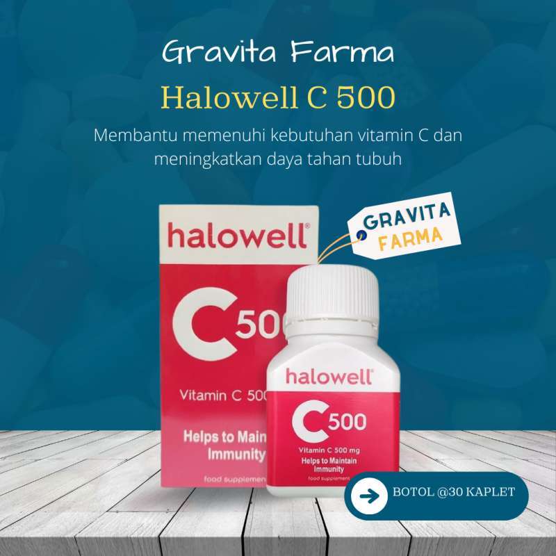 Jual Halowell Vitamin C 500mg 30 Tablets di Seller Apotek Gravita Farma ...