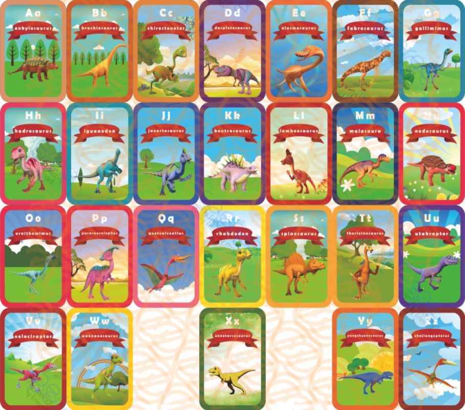 Jual Kartu Belajar Anak Alfabet Dinosaurus / Flash Card Dinosaur ...