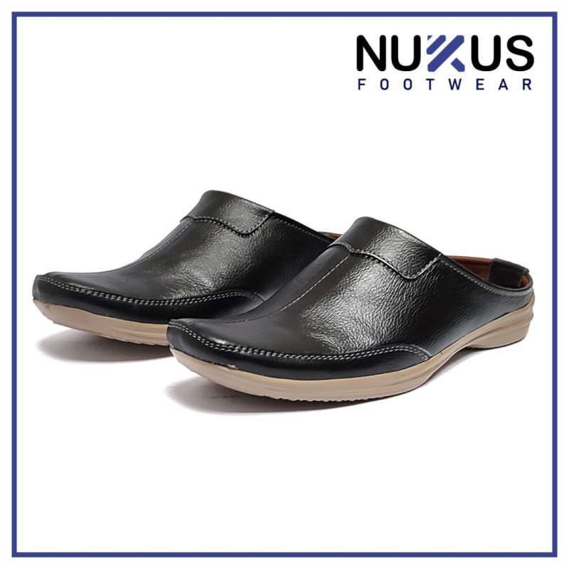 Jual Nukus Sepatu Sendal Slop Pria Kulit Selop Bustong Hitam - KS - 42 ...