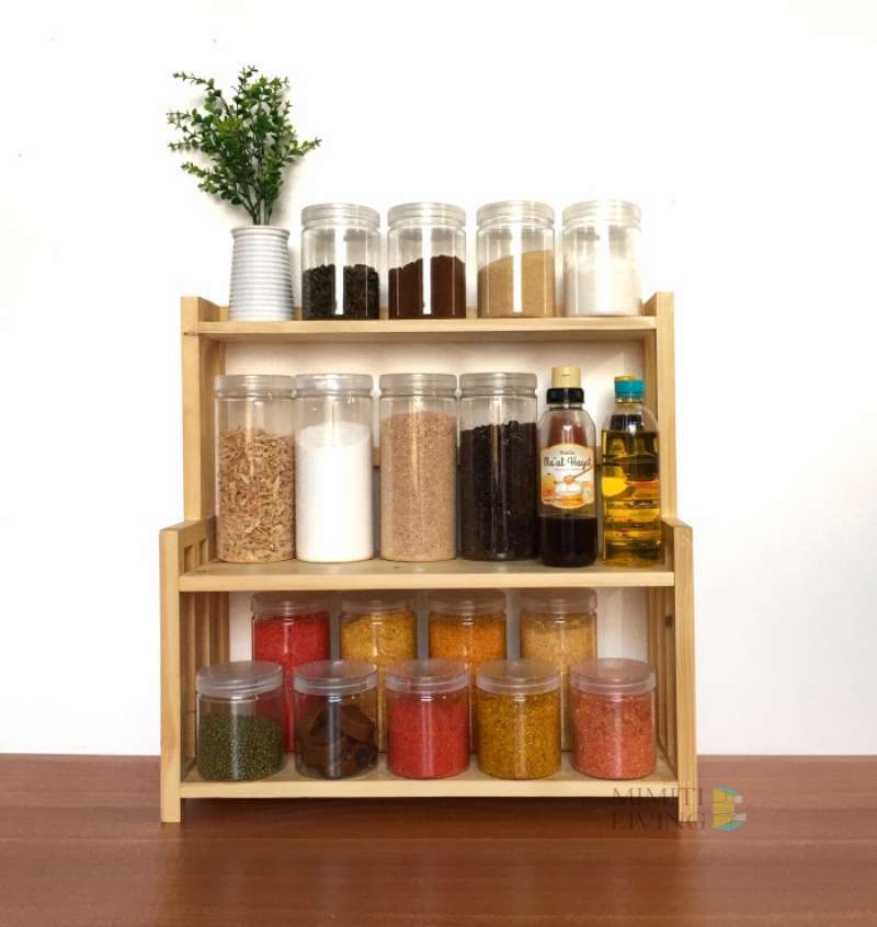 Promo Rak Bumbu Dapur Kayu 3 Susun / Rak Serbaguna Diskon 9% Di Seller ...