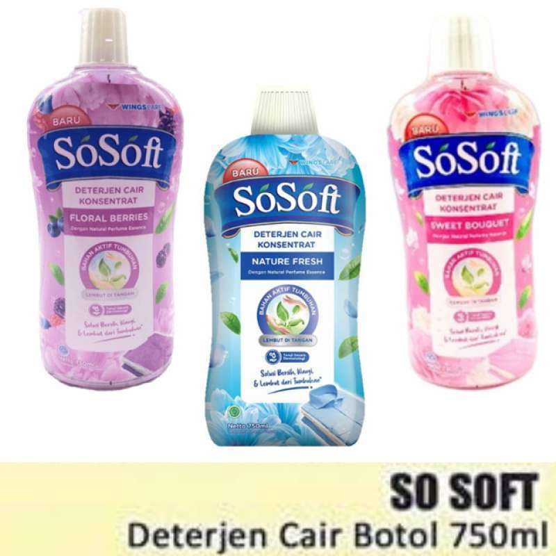 Jual SoSoft Deterjen Cair Konsentrat 750Ml So Soft 750 Ml detergent di ...