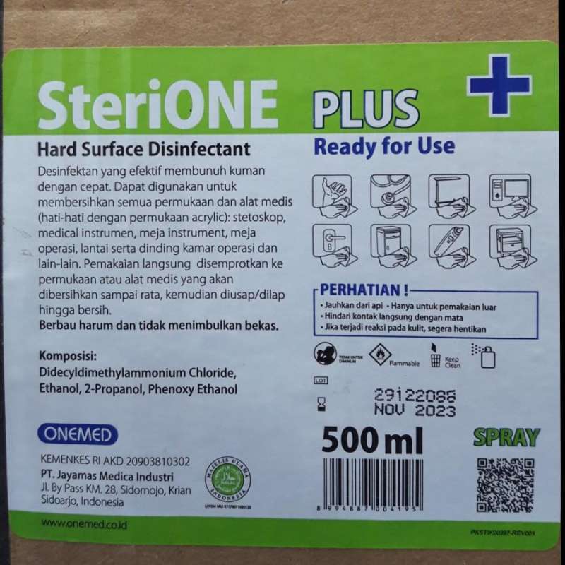 Jual Sterione Plus Onemed 500ml Dan Pump Spray / Desinfektan Permukaan ...