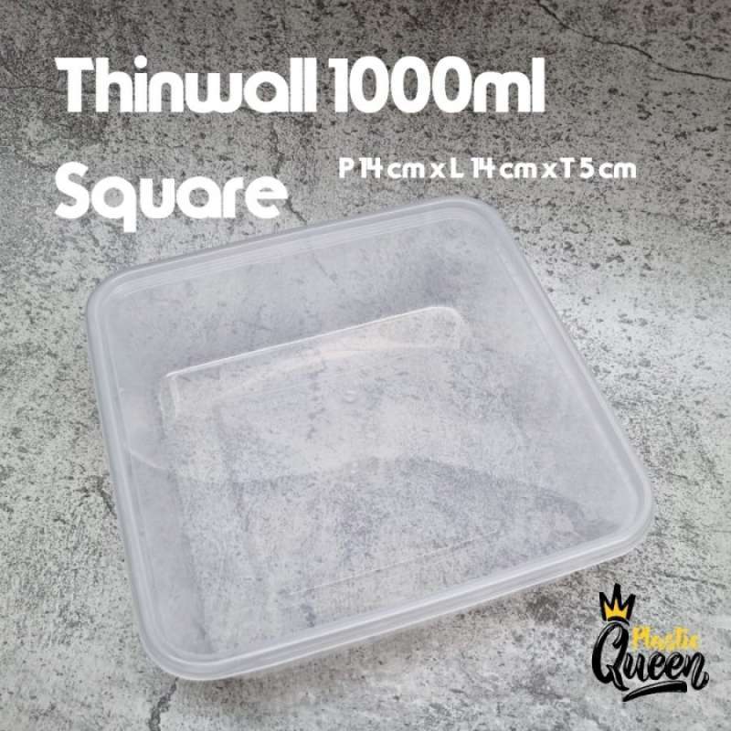 Promo Thinwall 1000ml Square/1000ml Persegi Box Kotak Plastik/container ...