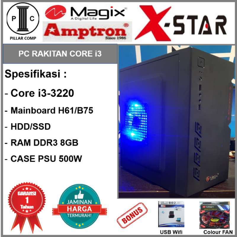Jual Komputer Pc Rakitan Core I3-3220/hdd /ssd/h55/ddr3 8gb/psu 500w ...