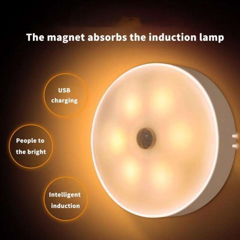 Jual Lampu Tempel Bulat Sensor Portable - Led Lamp Sensor Rechargerable ...