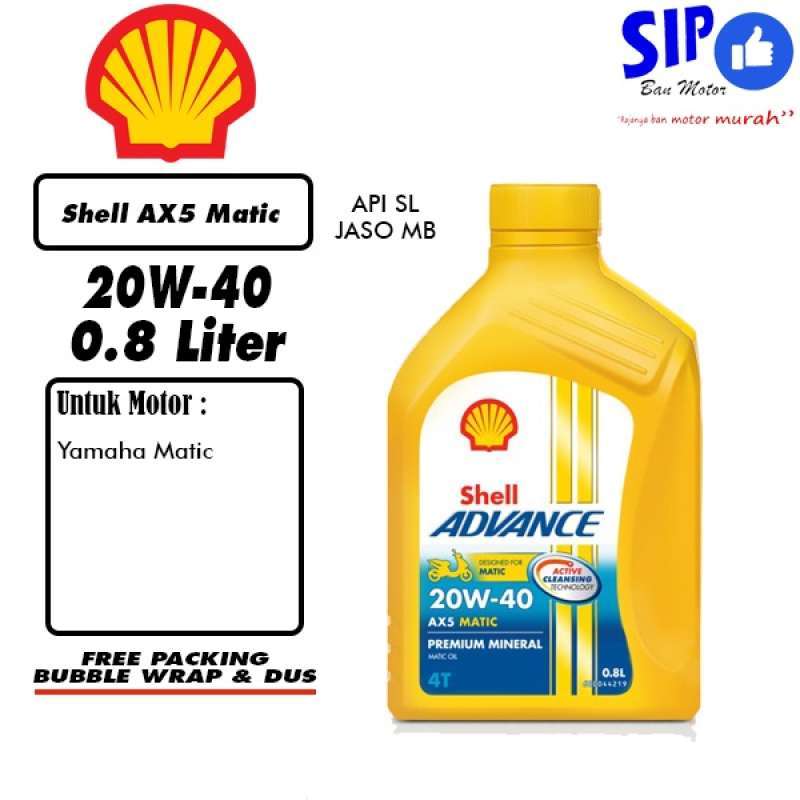 Jual Oli Shell Advance AX5 Scooter 20W40 0.8 Liter (800 ml) oli yamaha matic di Seller SIP BAN ...