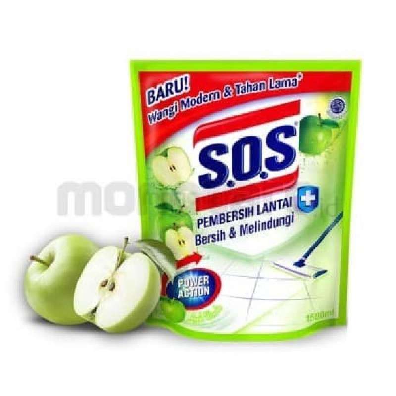 Jual SOS Pembersih Lantai Apel Hijau Refil 1500 ML_SOS Floor Cleaner ...