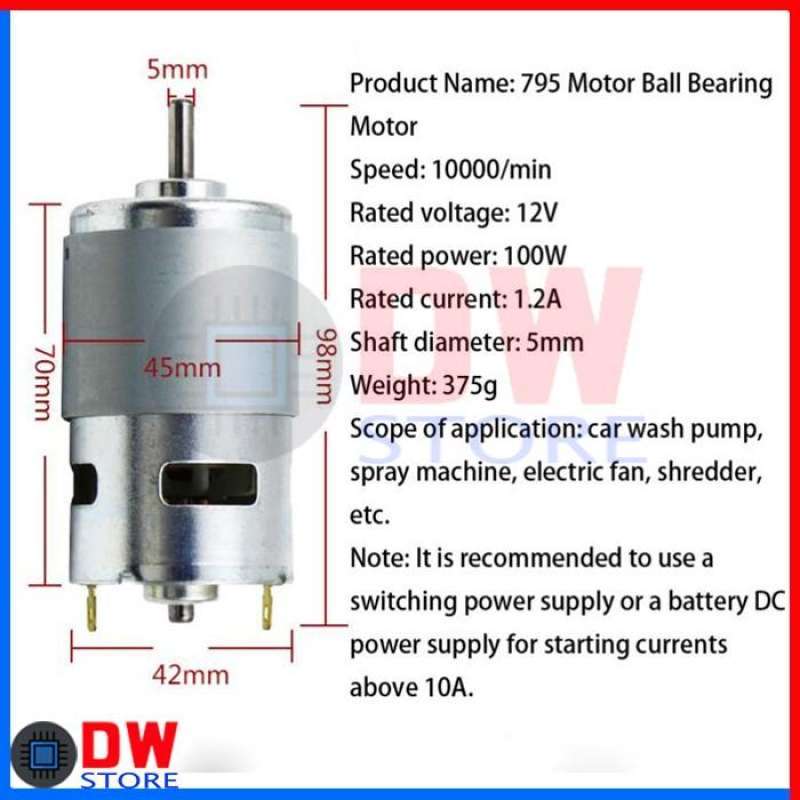 Jual Dinamo Dc Motor 795 12v 10000 Rpm High Speed High Torque 100w Di Seller Dw-store ...