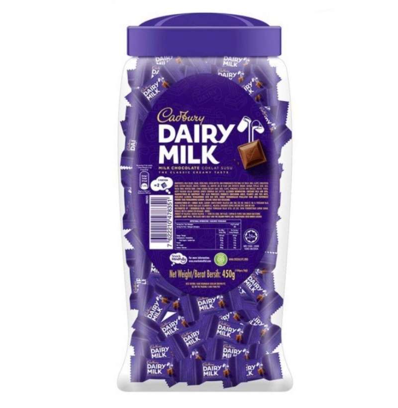 Jual Cadbury Dairy Milk Permen Coklat isi 100 pcs x 4,5 gr di Seller ...
