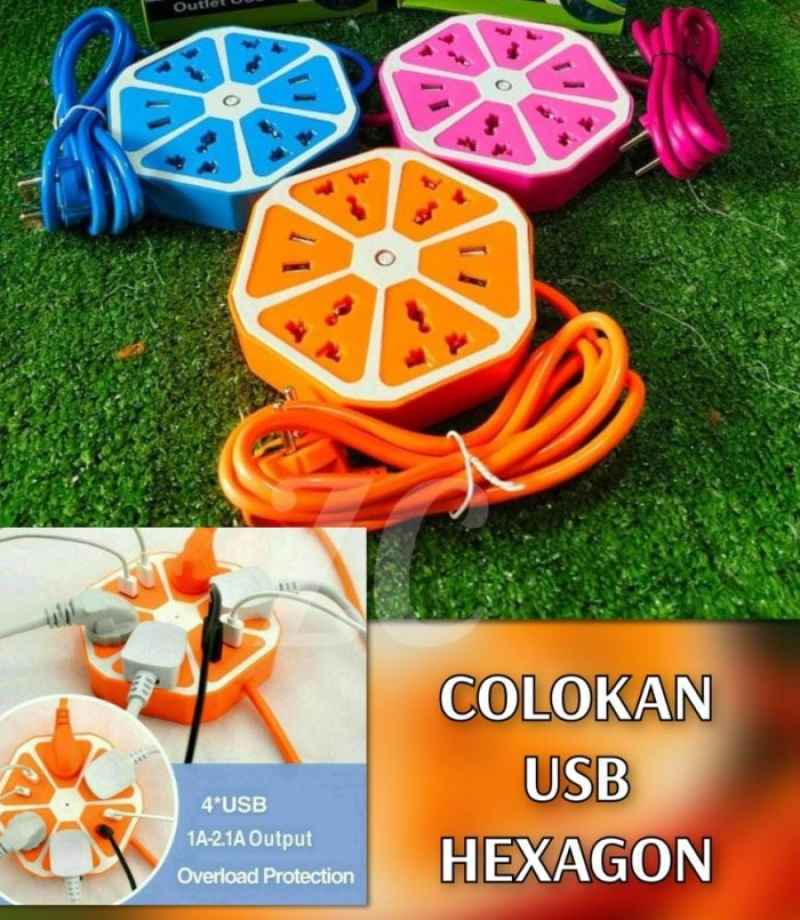 Jual Stop Kontak Hexagon 4 Usb Soket Colokan Listrik Charger Smart Power di Seller Ardani Berkah ...