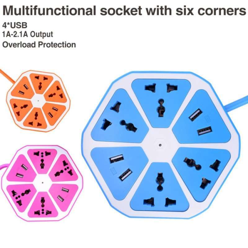 Jual Stop Kontak Hexagon 4 Usb Soket Colokan Listrik Charger Smart Power di Seller Ardani Berkah ...