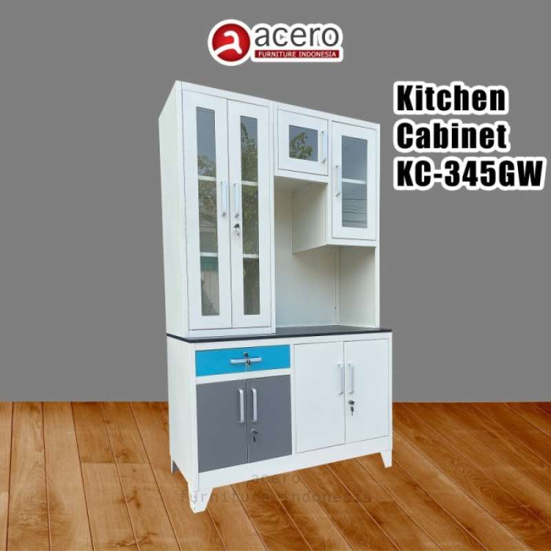 Jual lemari dapur minimalis kitchen kabinet besi murah KC-345/335 ACERO ...