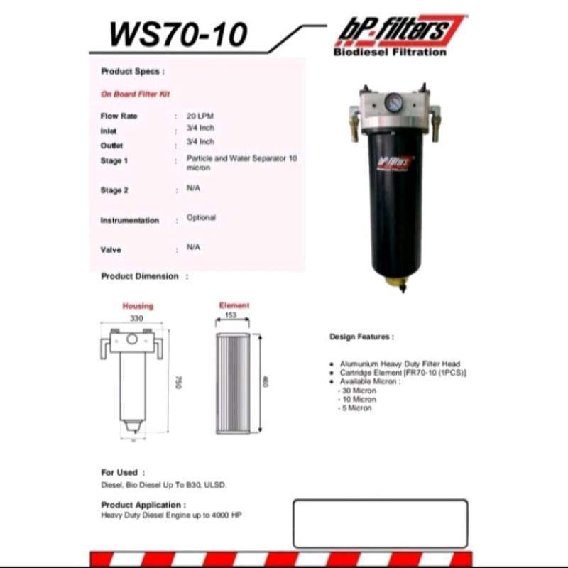 Jual Filter Solar Water Sparator By Bp Filters Ws70 Heavy Duty Diesel ...
