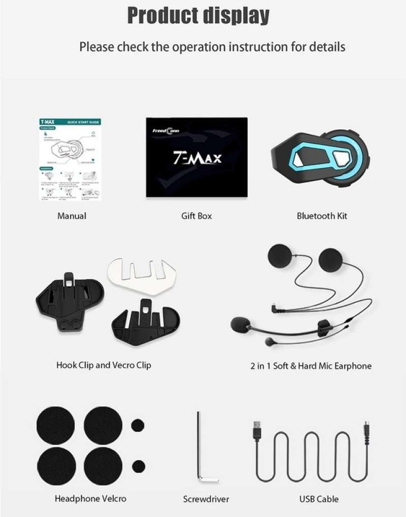 Promo FreedConn TMAX T-MAX PRO Group Intercom 6 riders with 2 in 1 mic ...