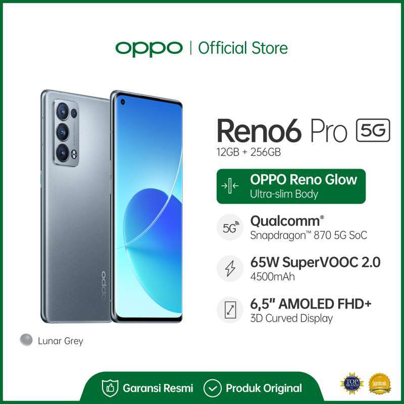 Jual OPPO Reno6 Pro 5G 12/256GB Grey [Snapdragon 870 5G SoC, 65W ...