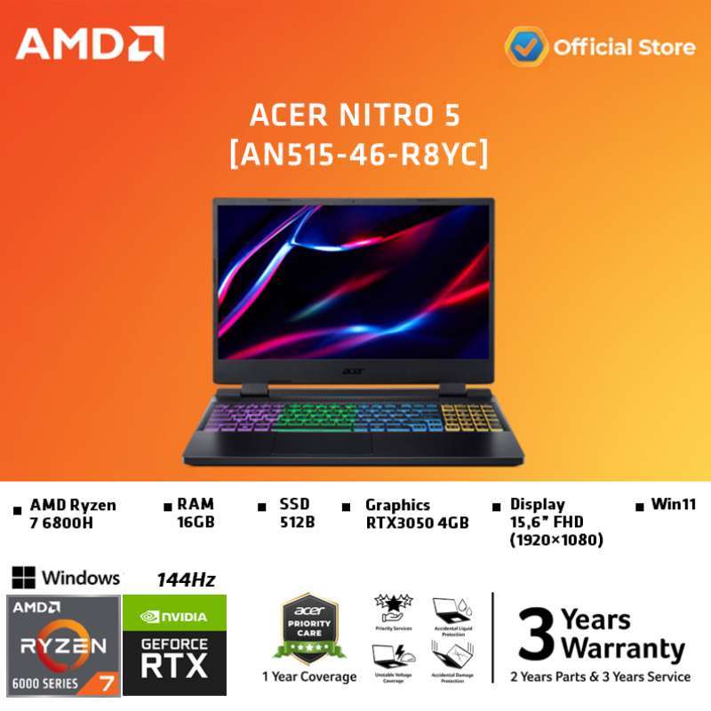 Jual Acer Nitro 5 An515 46 R8yc | Ryzen 7 6800h 16gb 512ssd Rtx3050 4gb ...