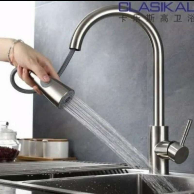 Jual Kran Sink Tarik Stainless Sus 304/kran Cuci Piring Mixed Panas ...