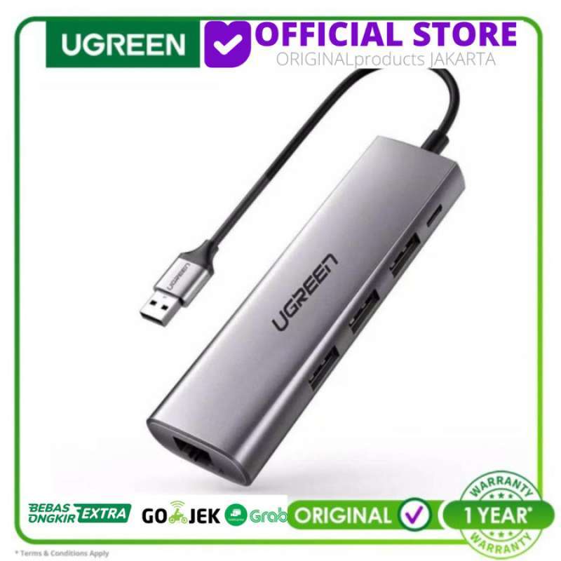 Promo Ugreen Usb 3.0 To Hub 3 Ports Lan Ethernet Rj45 1000Mbps Gigabit ...