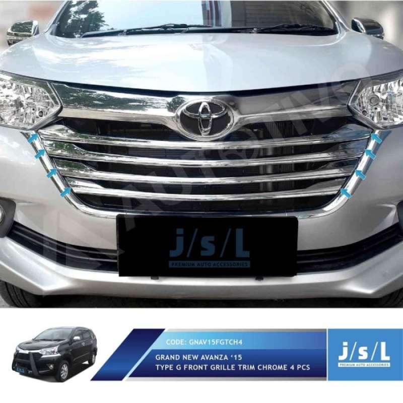 Jual Grand All New Avanza List Grill Depan/Front Grille Trim Chrome 4 ...