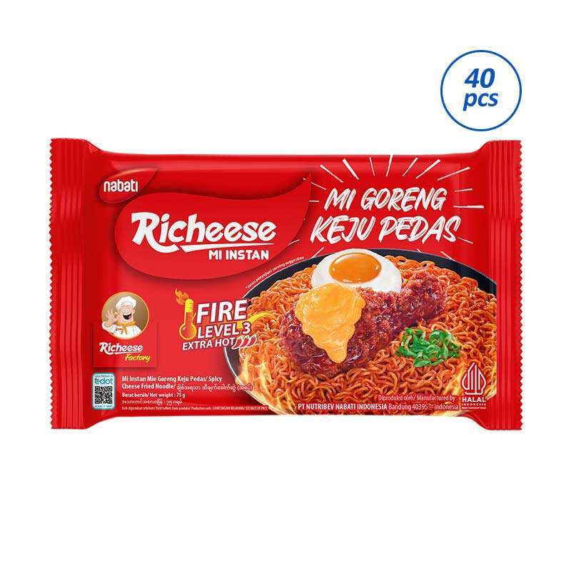 Jual Richeese Mie Goreng Keju Pedas Level 3 [40 Pcs x 74 gr] di Seller ...
