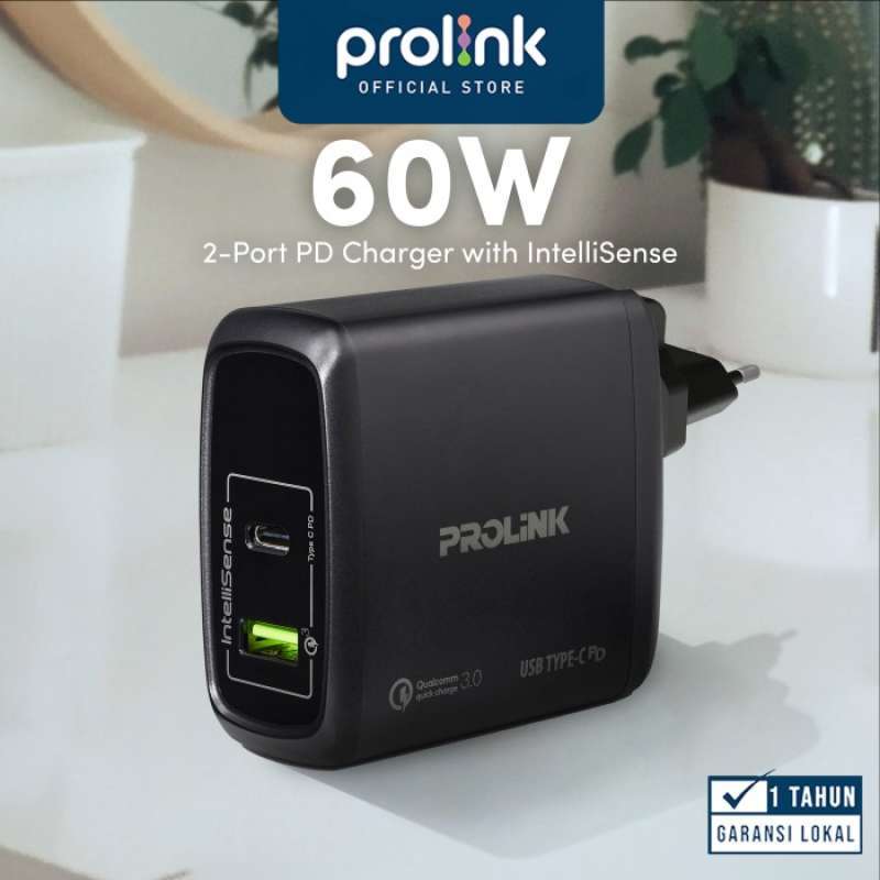 Jual PROLiNK Kepala Charger 60W 2 Port QC 3.0 PD for laptop IP PTC26001 ...